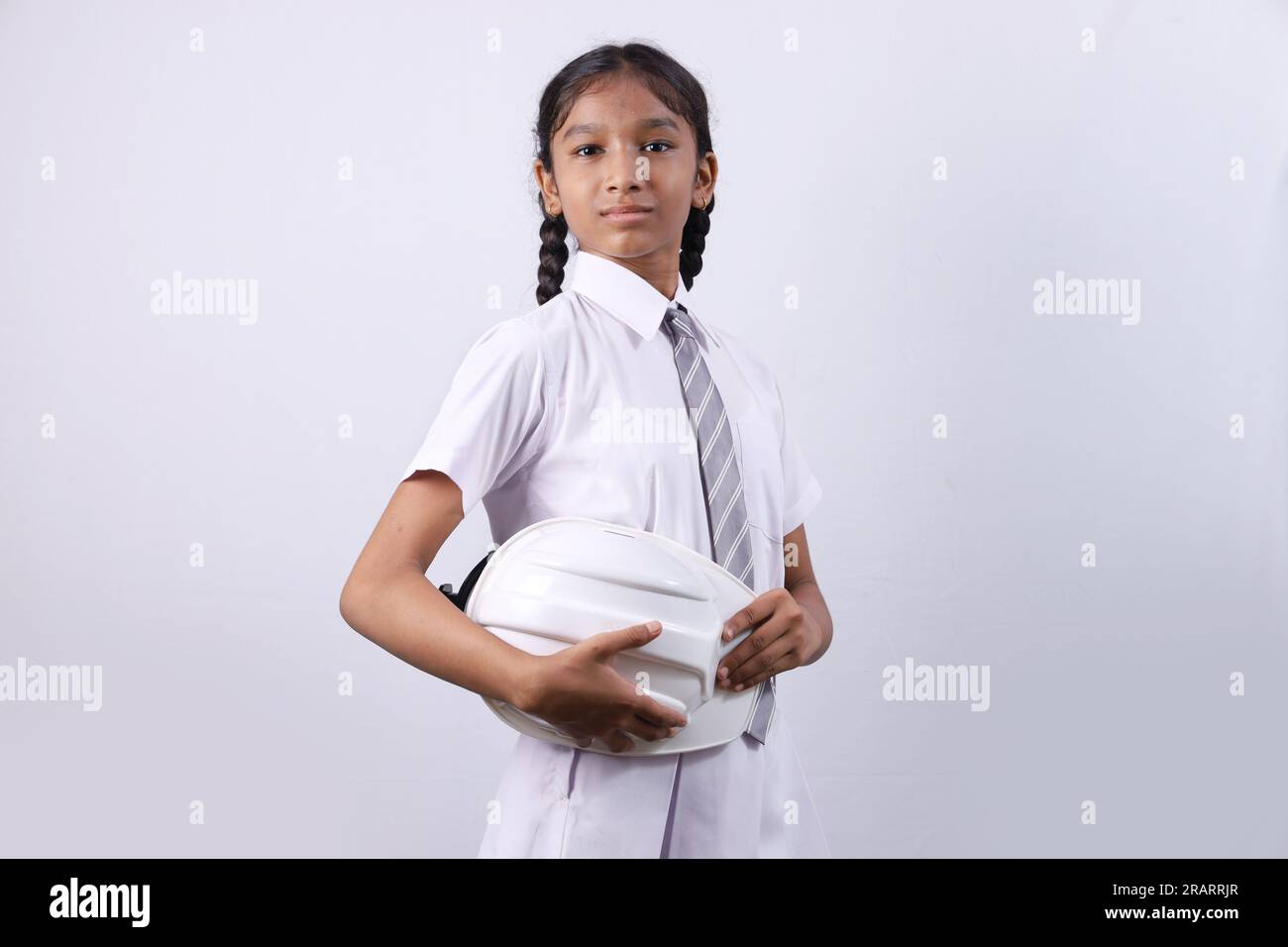 Portrait of Happy school kid as construction worker. Better and stable ...