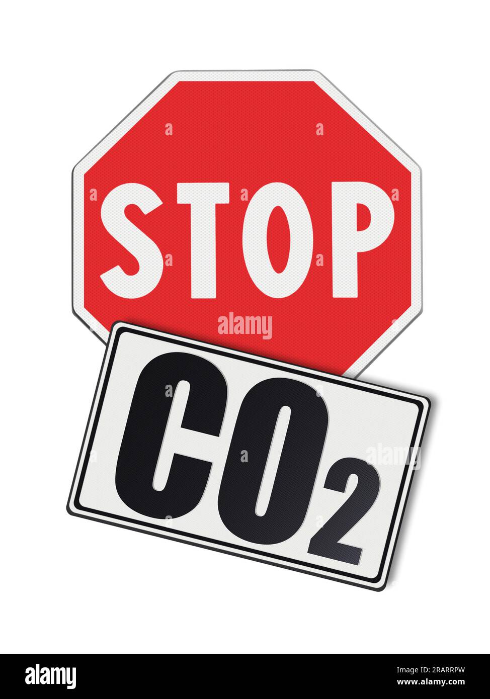 Stop Co2 written on roadsign - concept image on white background Stock ...