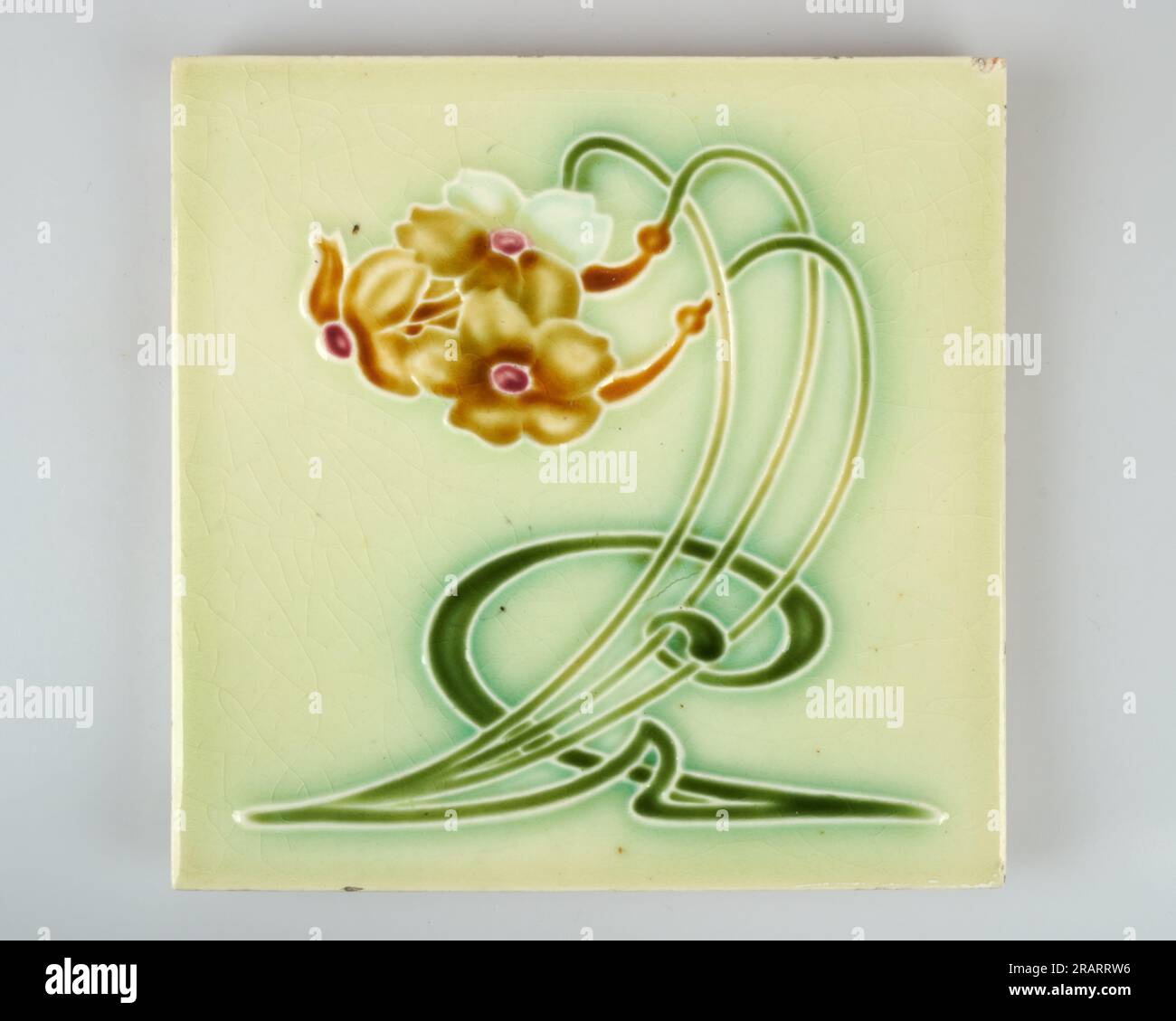 Antique 1900s Henry Richards Art Nouveau narcissus pottery tile Stock ...