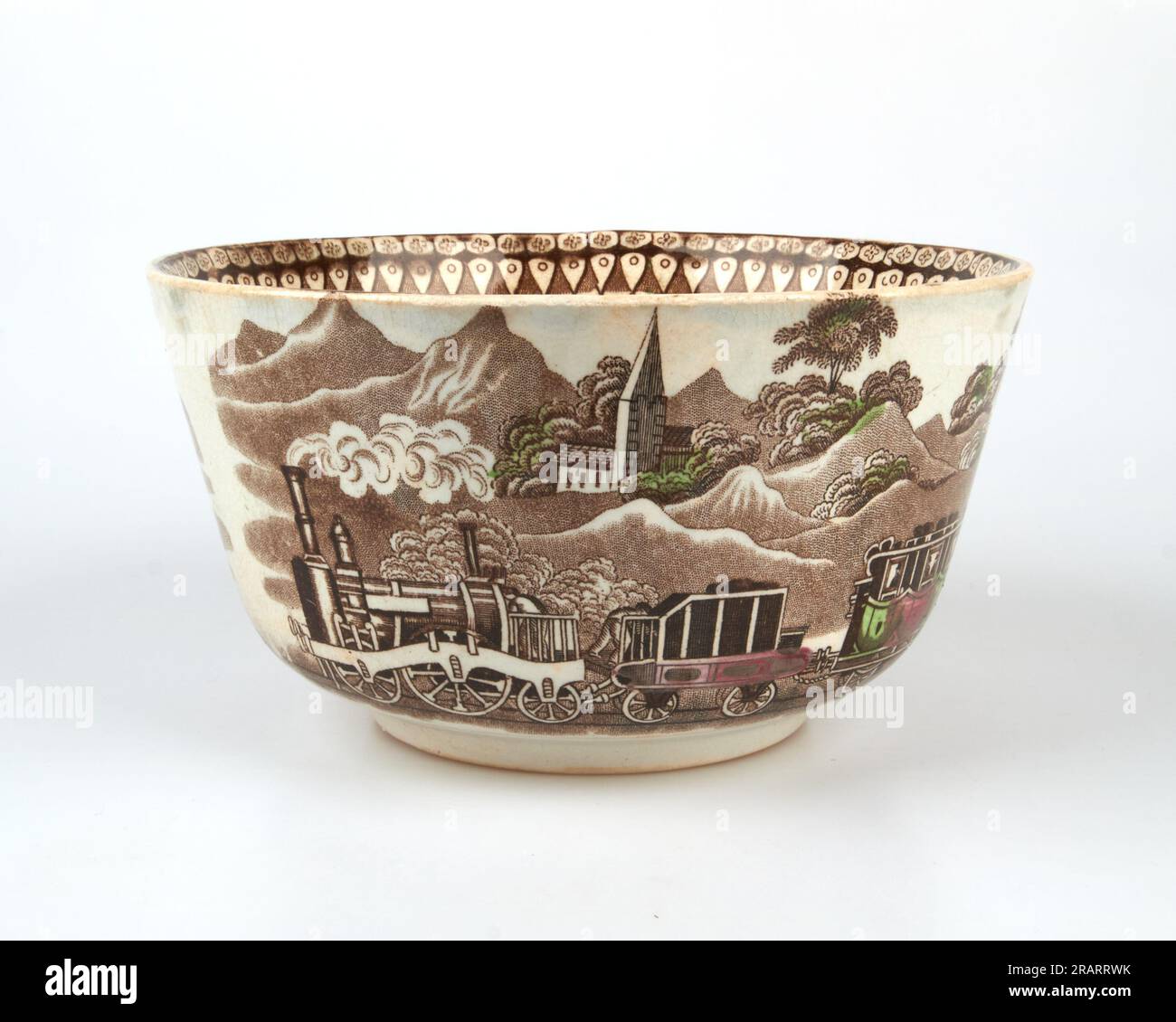 Antique Staffordshire railway steam train with horse carriage pottery ...