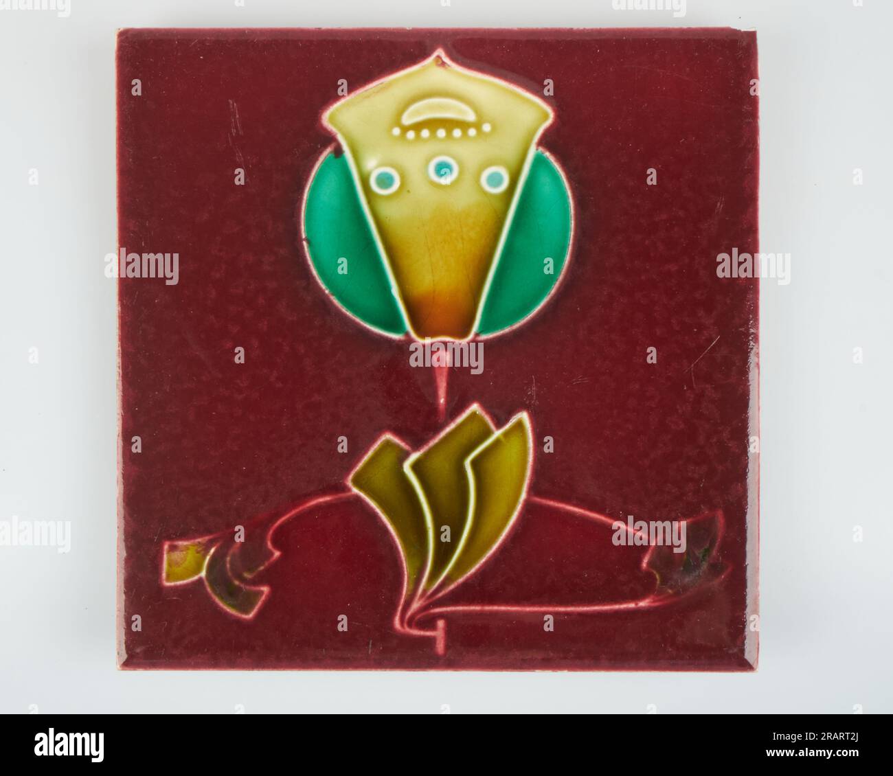 Antique 1900s Henry Richards Art Nouveau exotic flower pottery tile ...