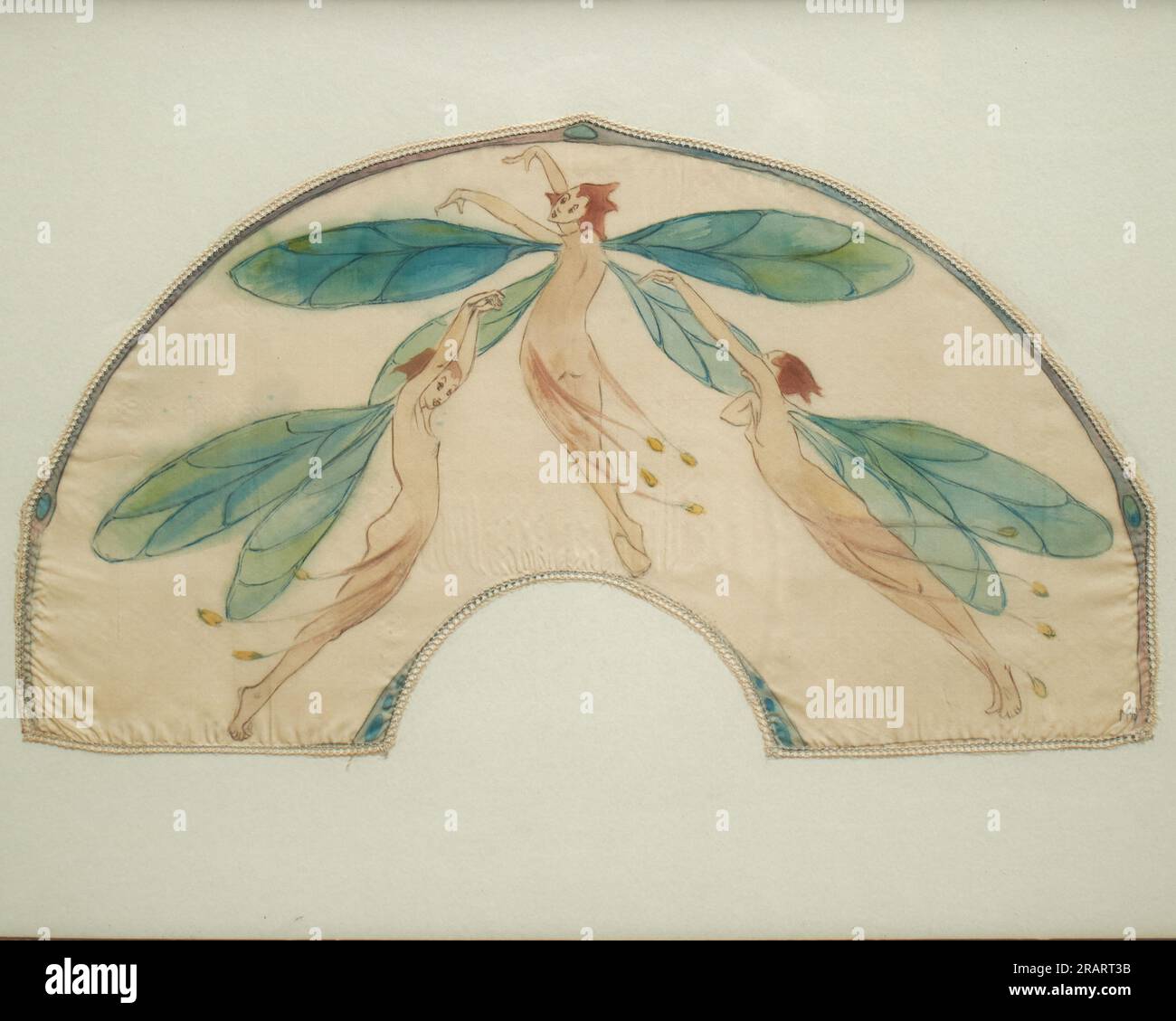 Antique 1920-30 Art Deco Millicent Rhodes RA framed hand painted fan ...