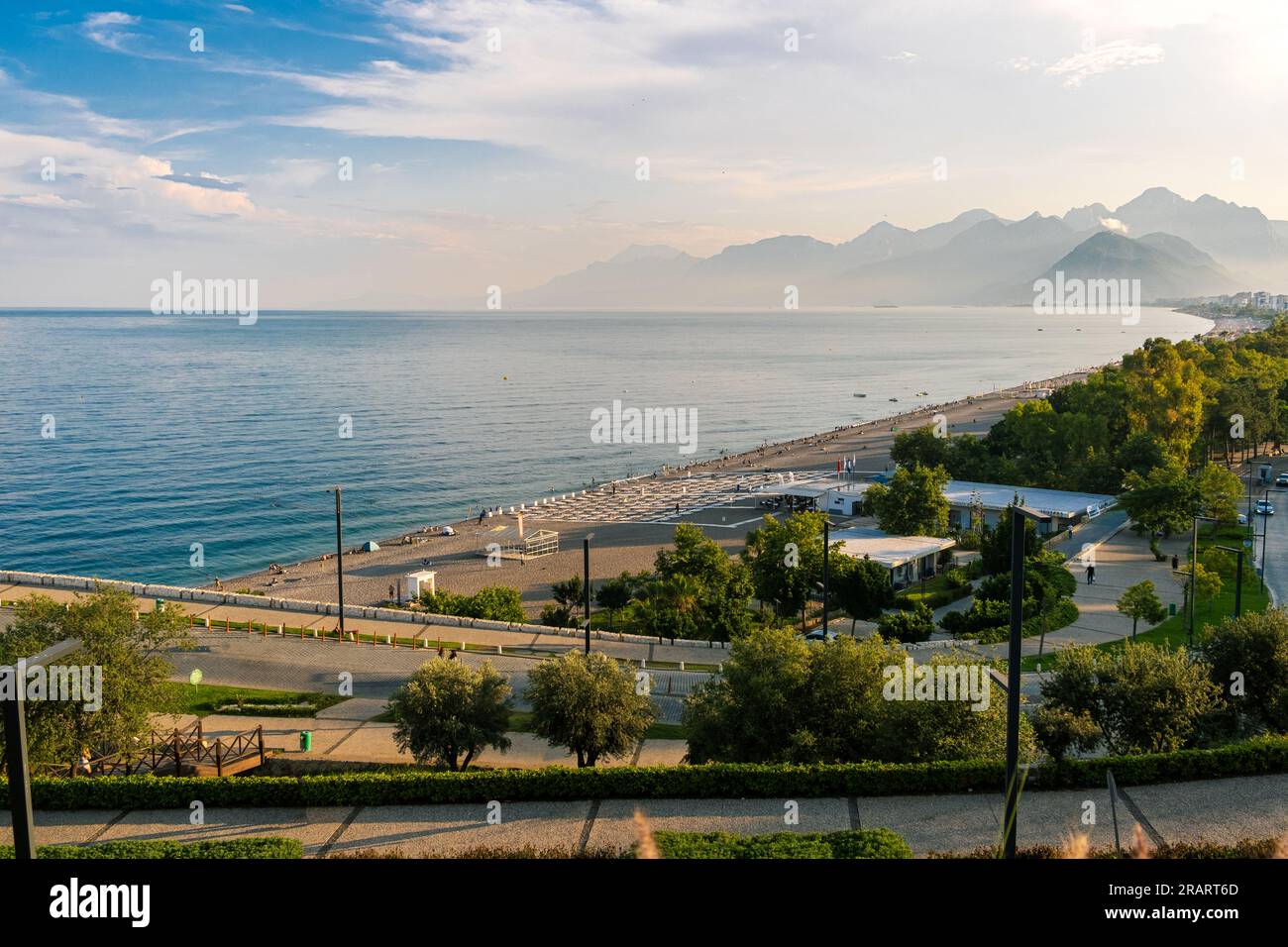 Aerial view of scenic and popular beach in Antalya resort town Stock ...