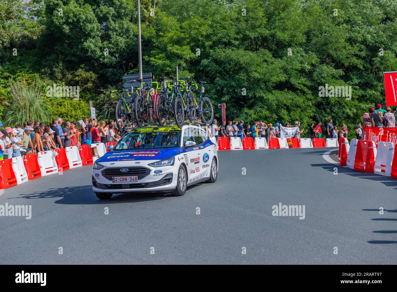 Bayonne, France: 03 July 2023: Car of racing team Intermarche Circus ...
