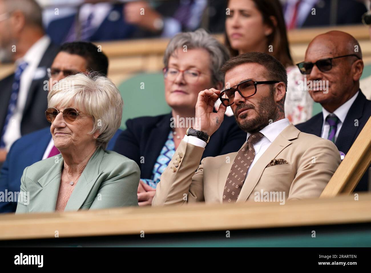 David Beckham and his mother Sandra Beckham in the royal box of centre ...