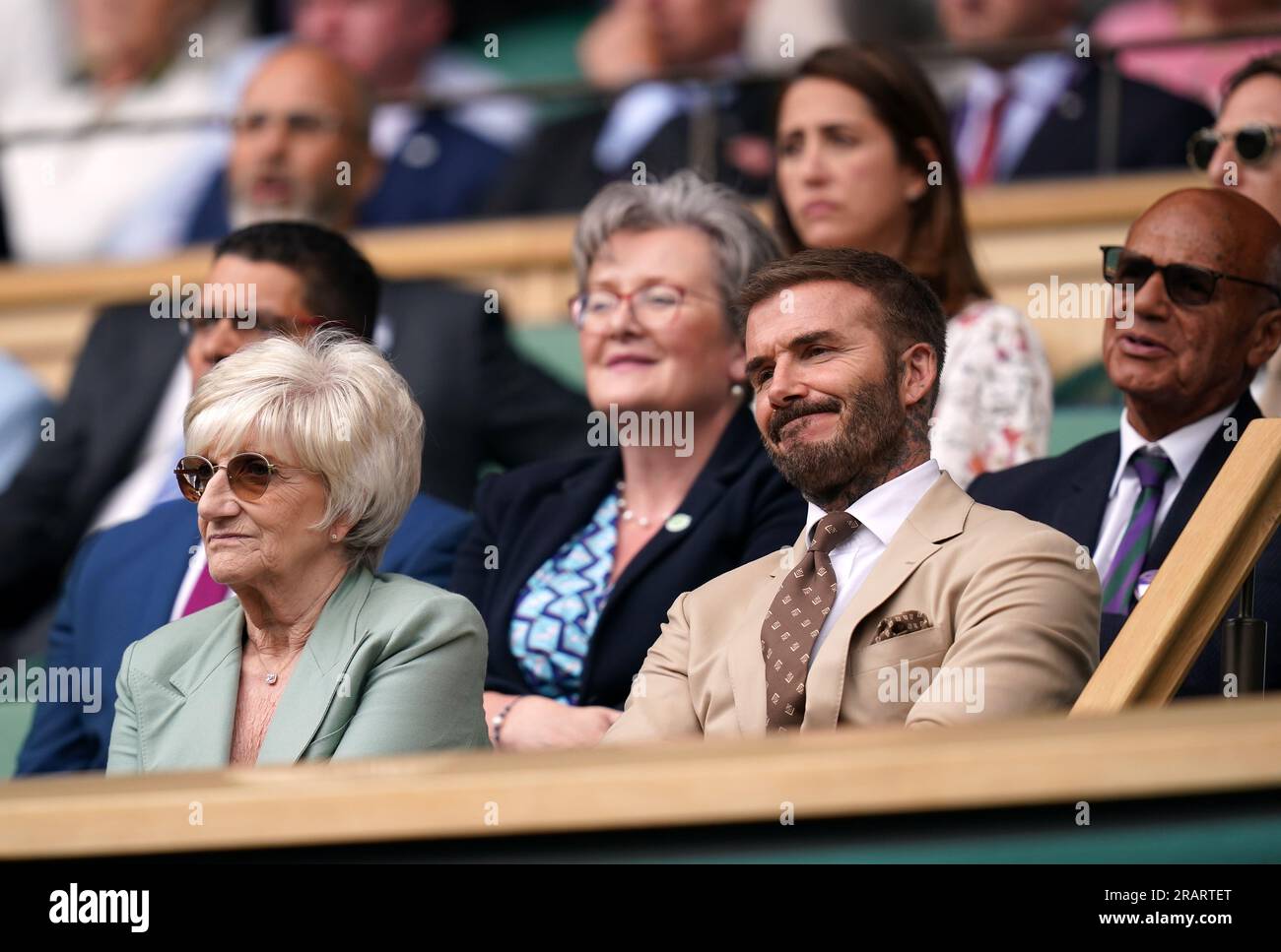 David Beckham and his mother Sandra Beckham in the royal box of centre ...