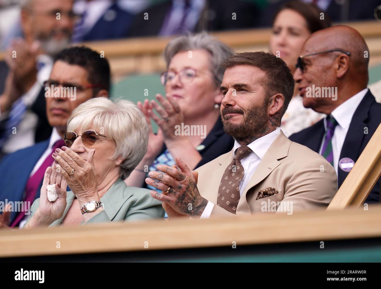 David Beckham and his mother Sandra Beckham in the royal box of centre ...