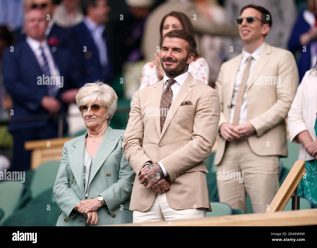 David Beckham and his mother Sandra Beckham in the royal box of centre ...