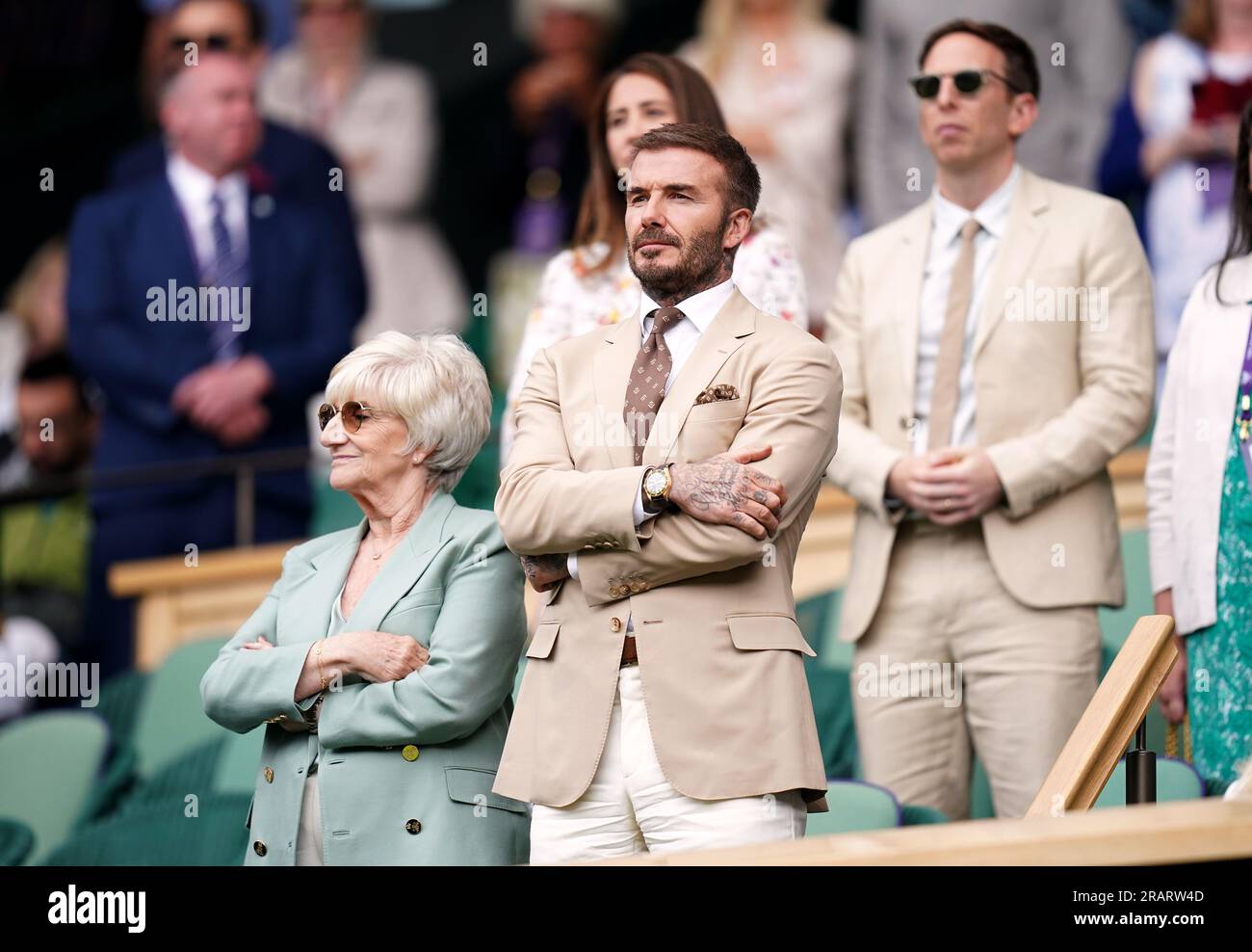 David Beckham and his mother Sandra Beckham in the royal box of centre ...