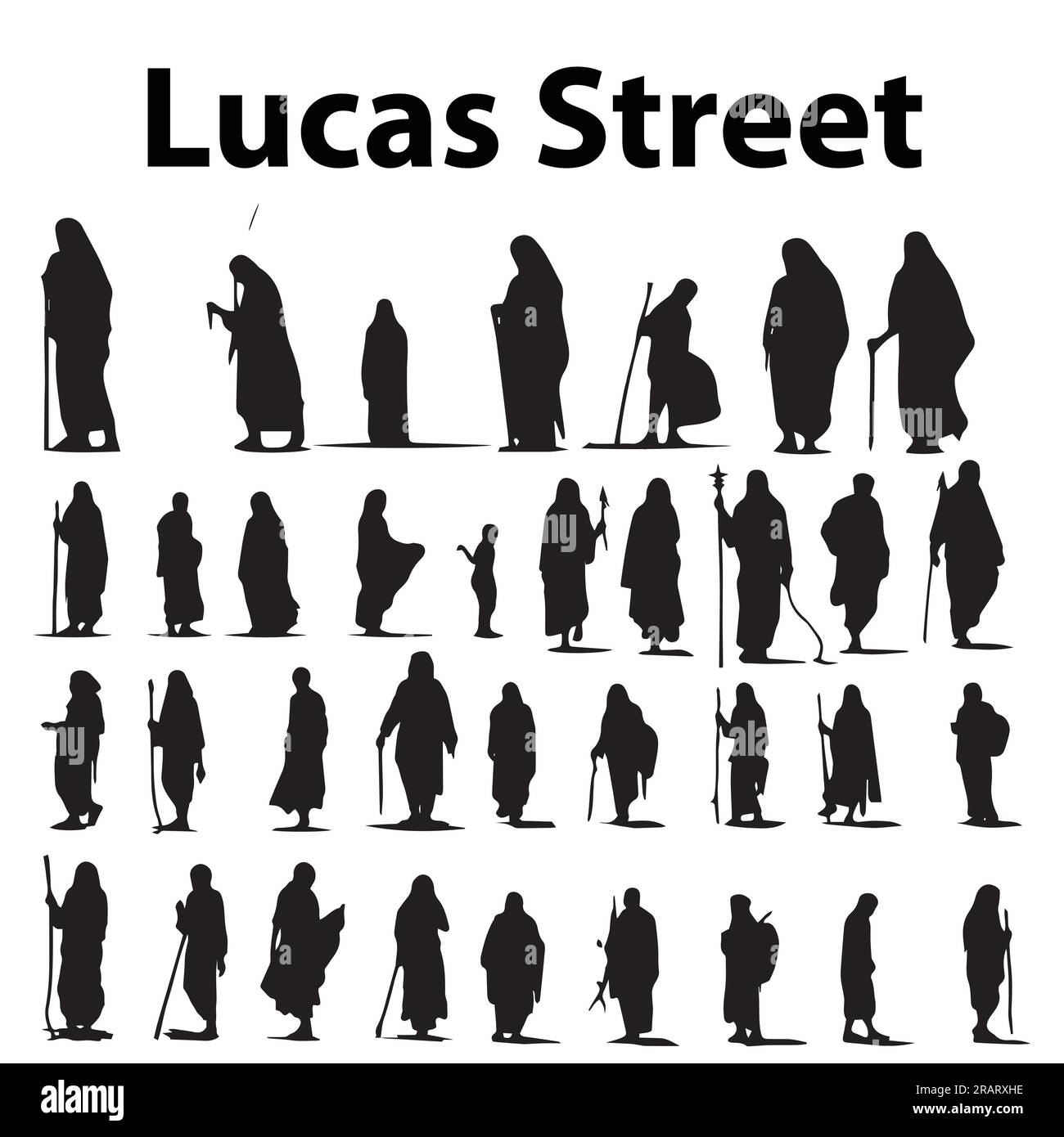 Set Of Silhouette Lucas Street Vector Collection Stock Vector Image