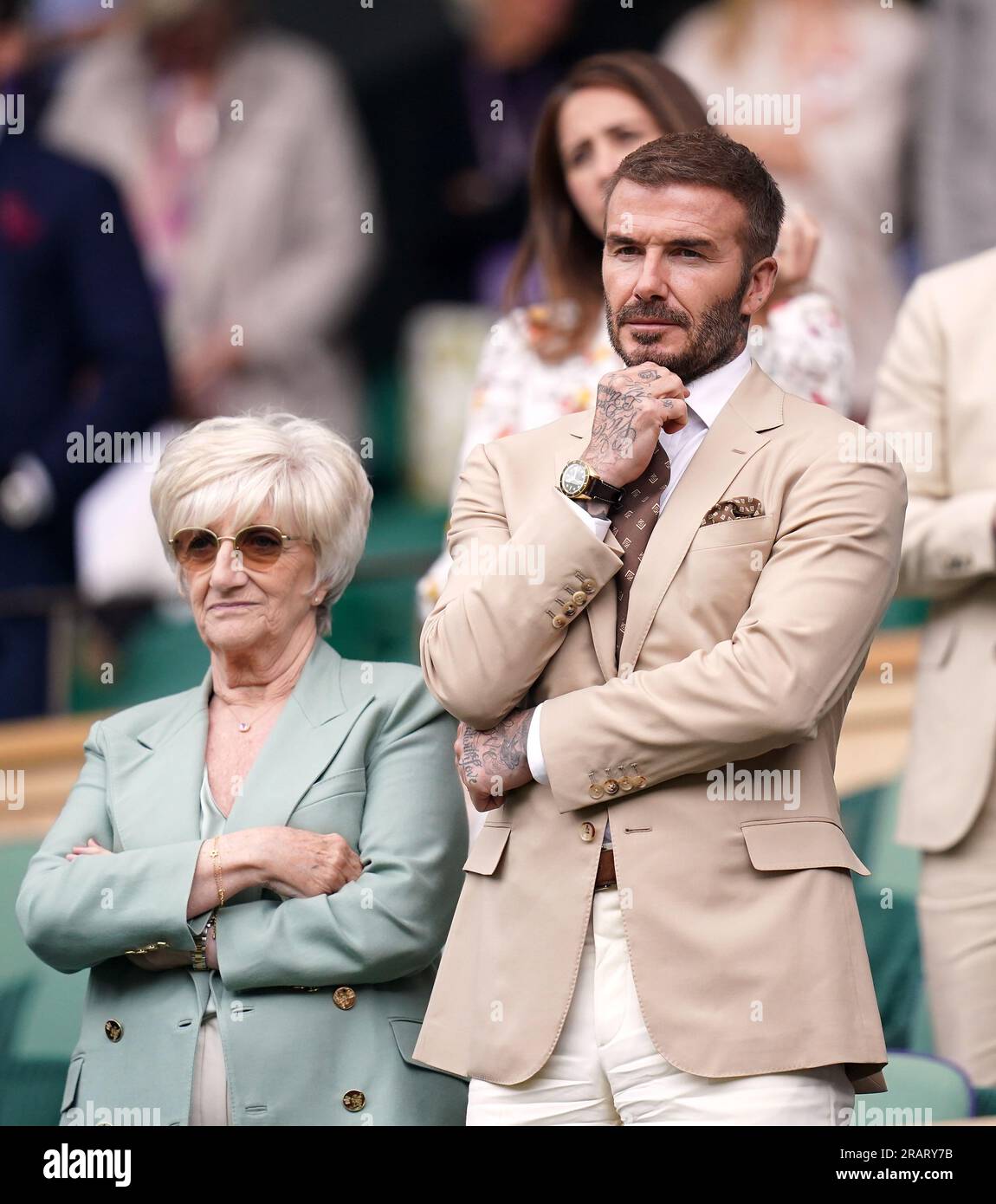 David Beckham and his mother Sandra Beckham in the royal box of centre ...