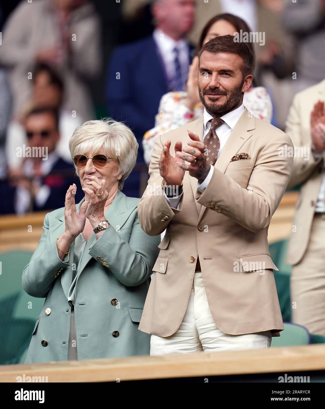David Beckham and his mother Sandra Beckham in the royal box of centre ...
