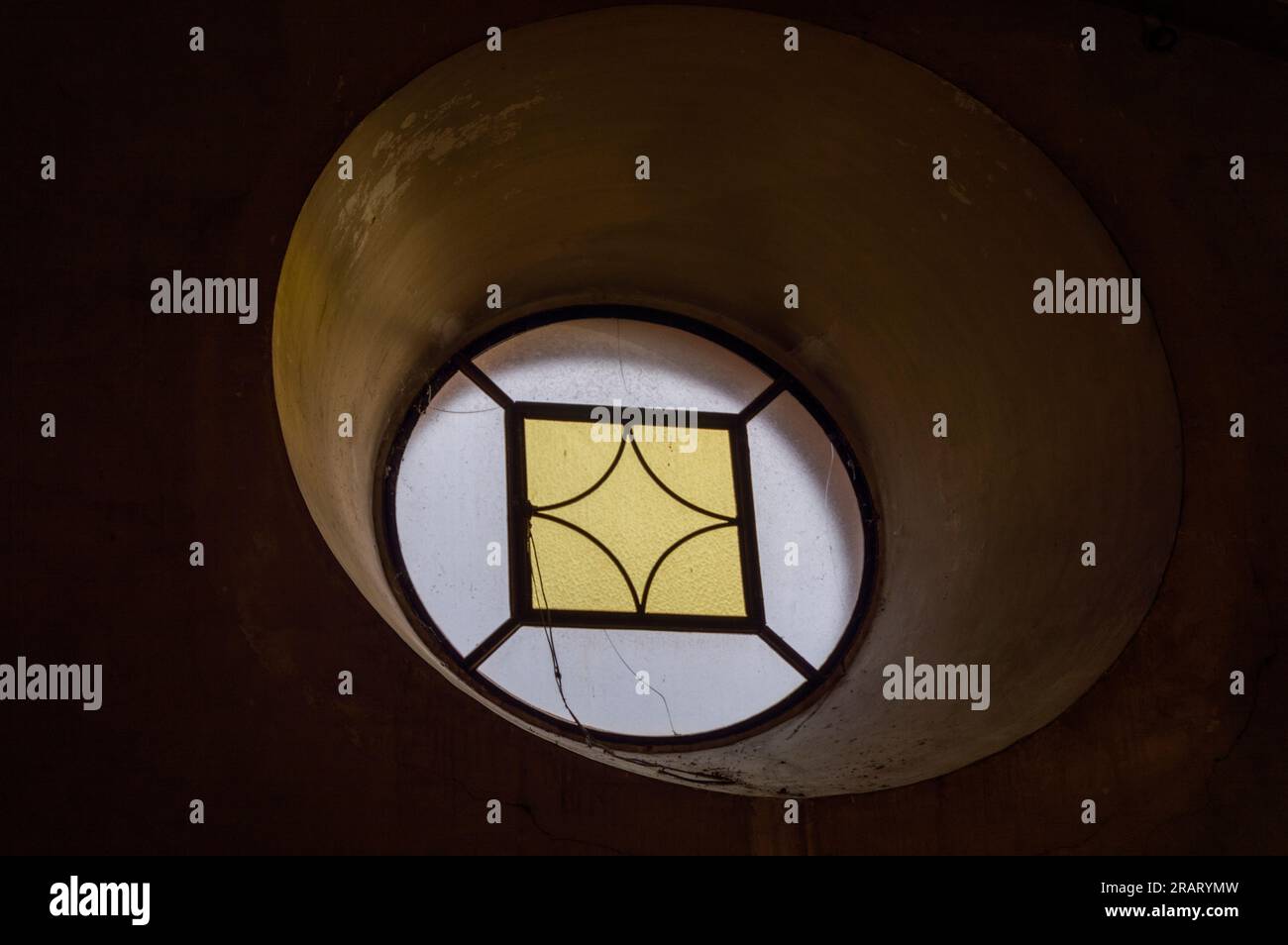 spherical stained glass window in a church interior Stock Photo - Alamy