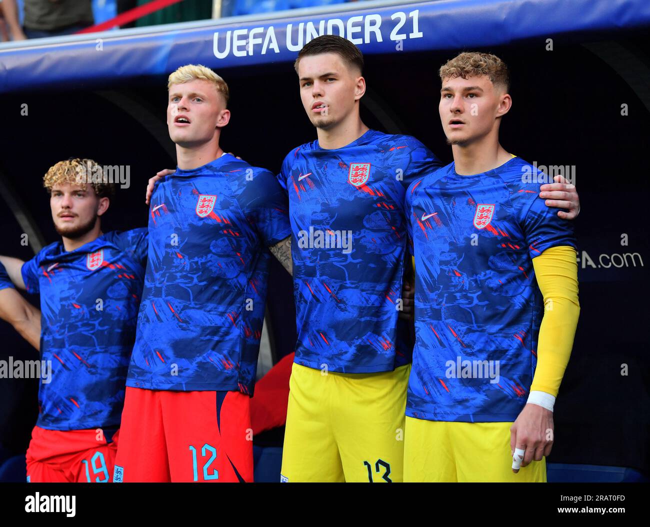 (Left to right) Harvey Elliott, Jarrad Branthwaite, Josh Griffiths and ...