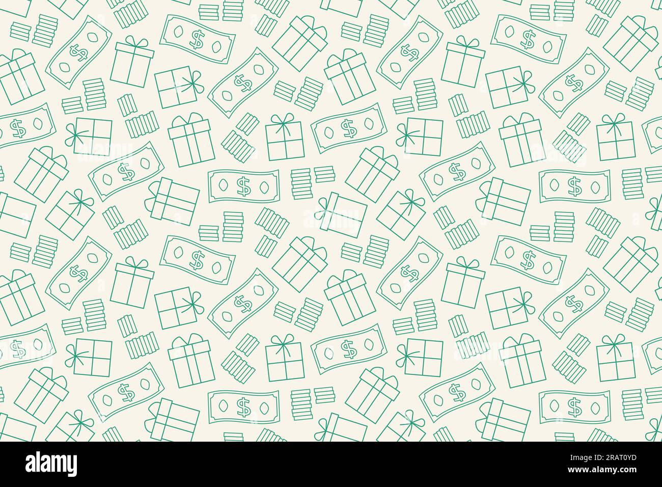 seamless pattern with gifts, dollar banknotes and coins; bonus, present ...