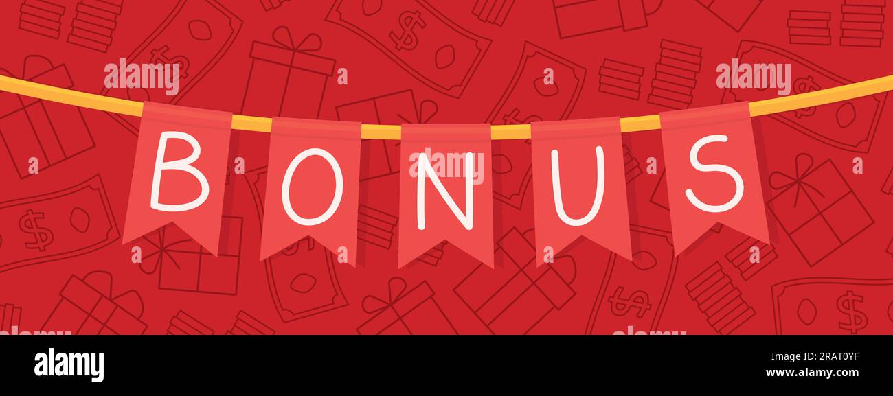 bonus written on garland with flags - vector illustration Stock Vector ...