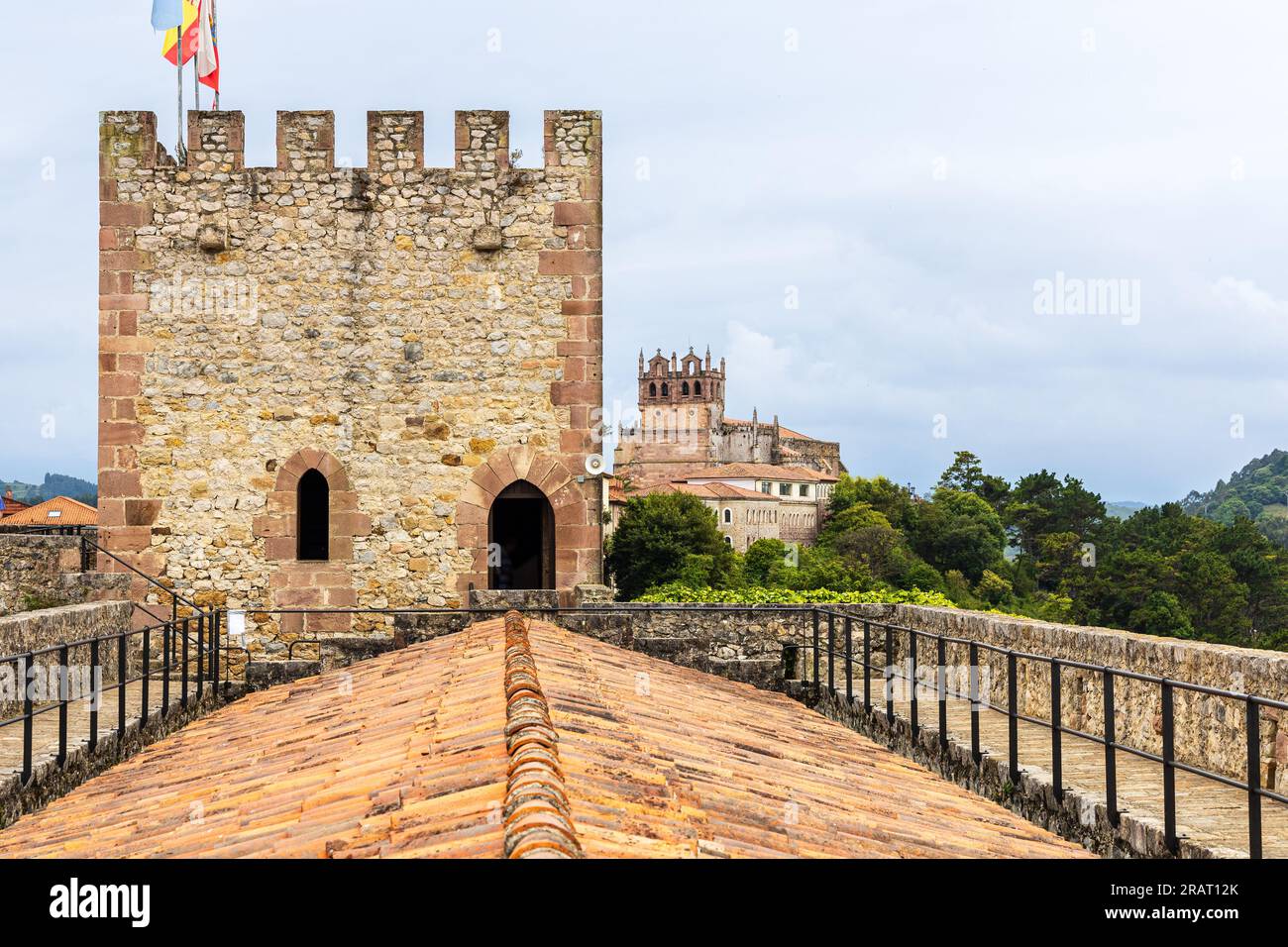 The roof of the Castillo de San Vicente castle with terracotta tiles ...