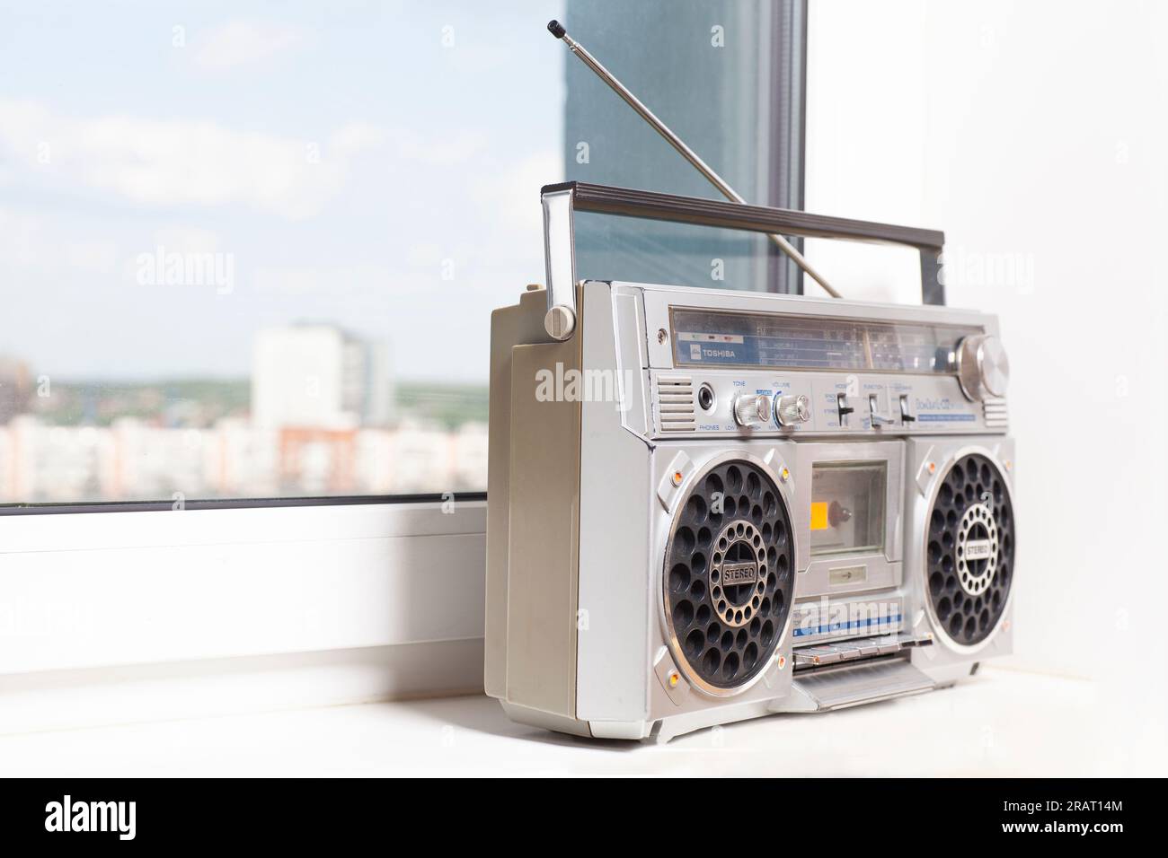 Toshiba RT-103S bombeat L-02 stereo radio cassette recorder on window ...