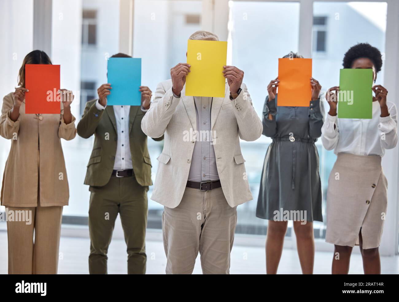 Collaboration, paper and an anonymous business team standing in the ...