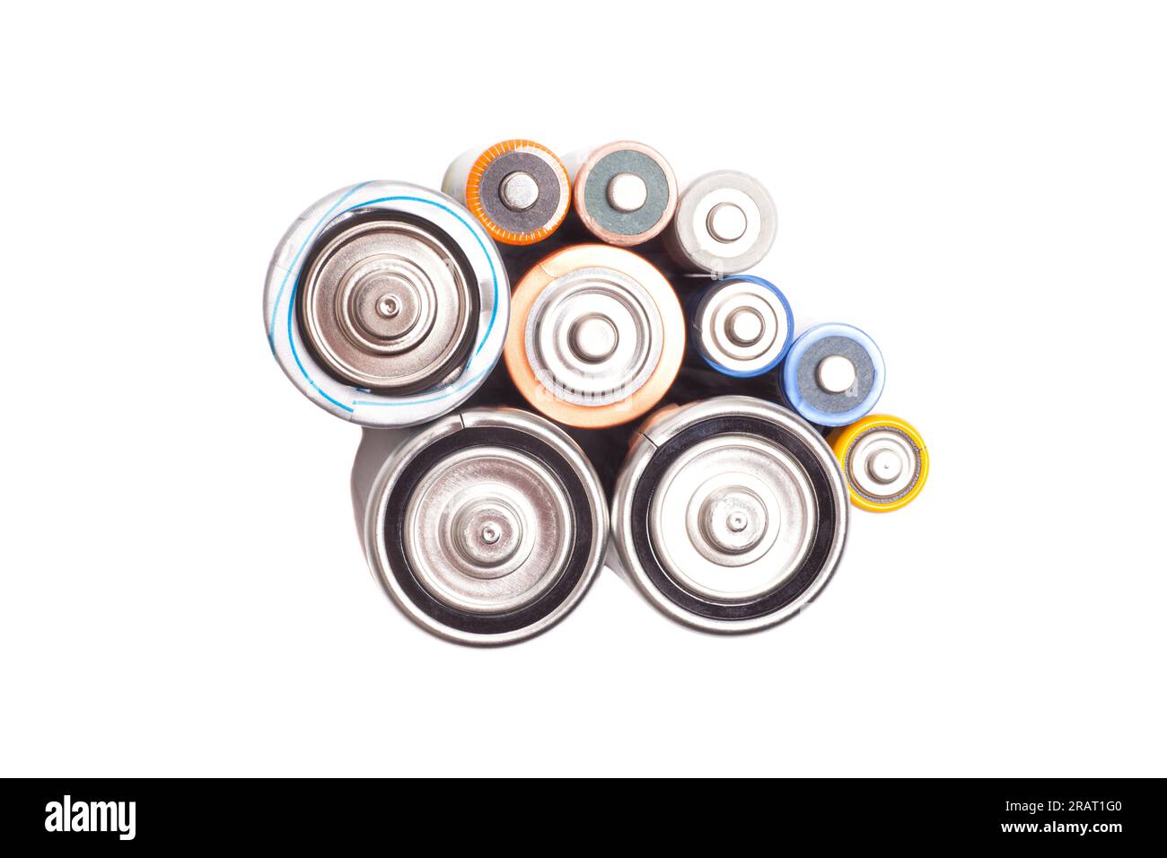Group of batteries isolated on white background top view Stock Photo ...