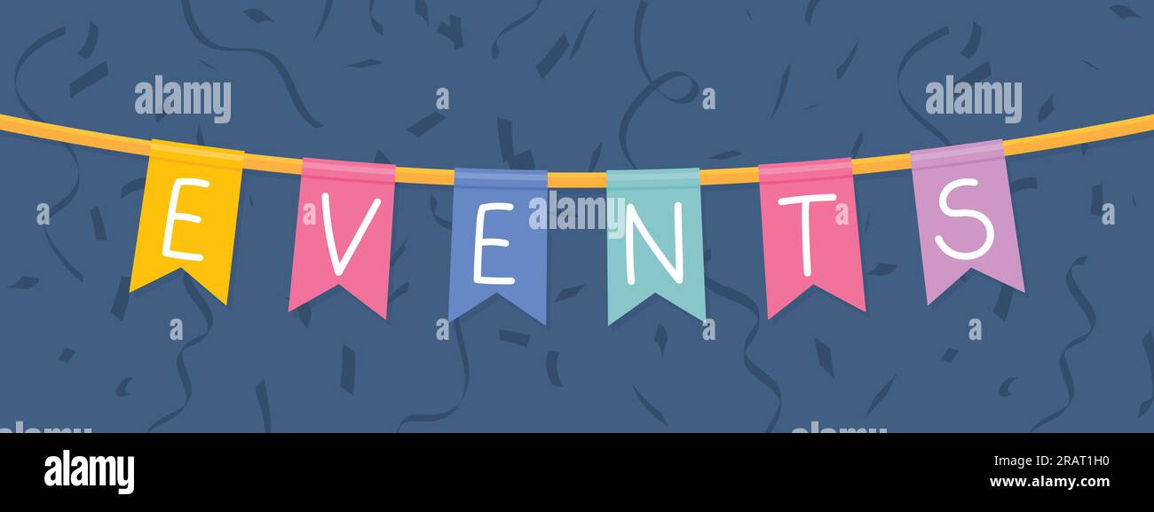 events written on garland with flags and confetti - vector illustration ...