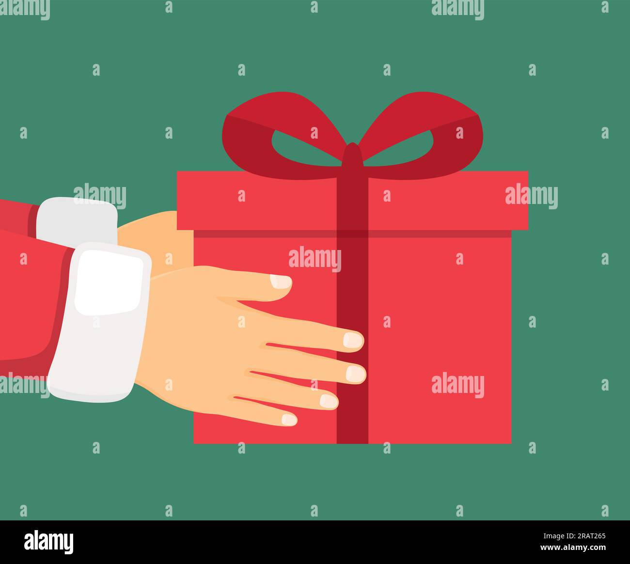 santa claus hand's with gift - vector illustration Stock Vector Image ...