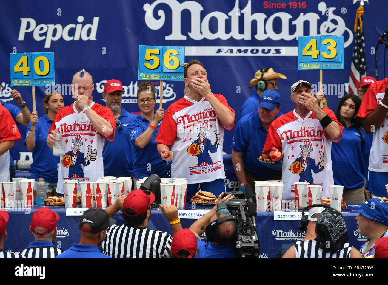 Professional competitive eater Joey Chestnut competes at the Nathan's ...