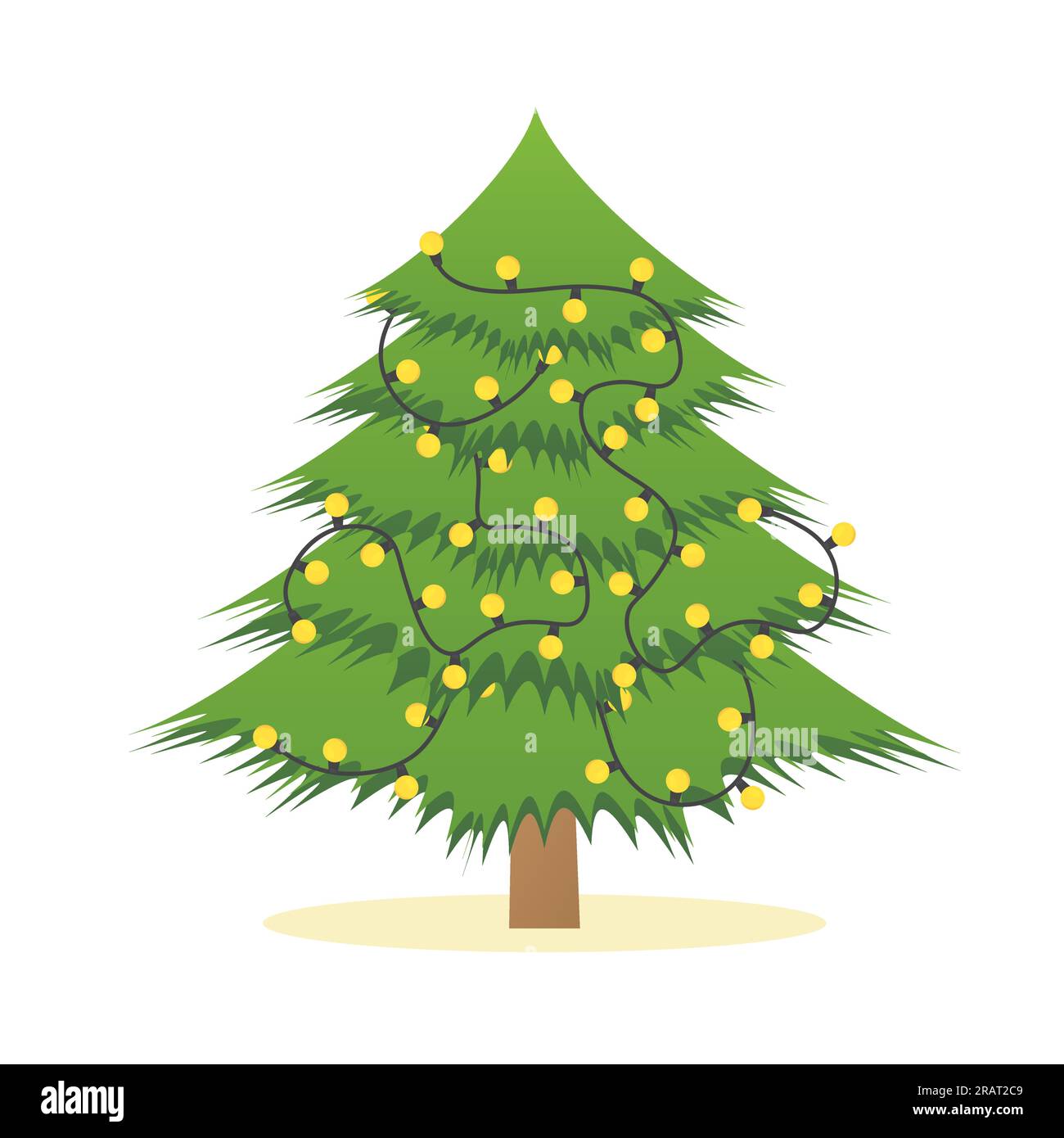 christmas tree with glowing lights - vector illustration Stock Vector ...