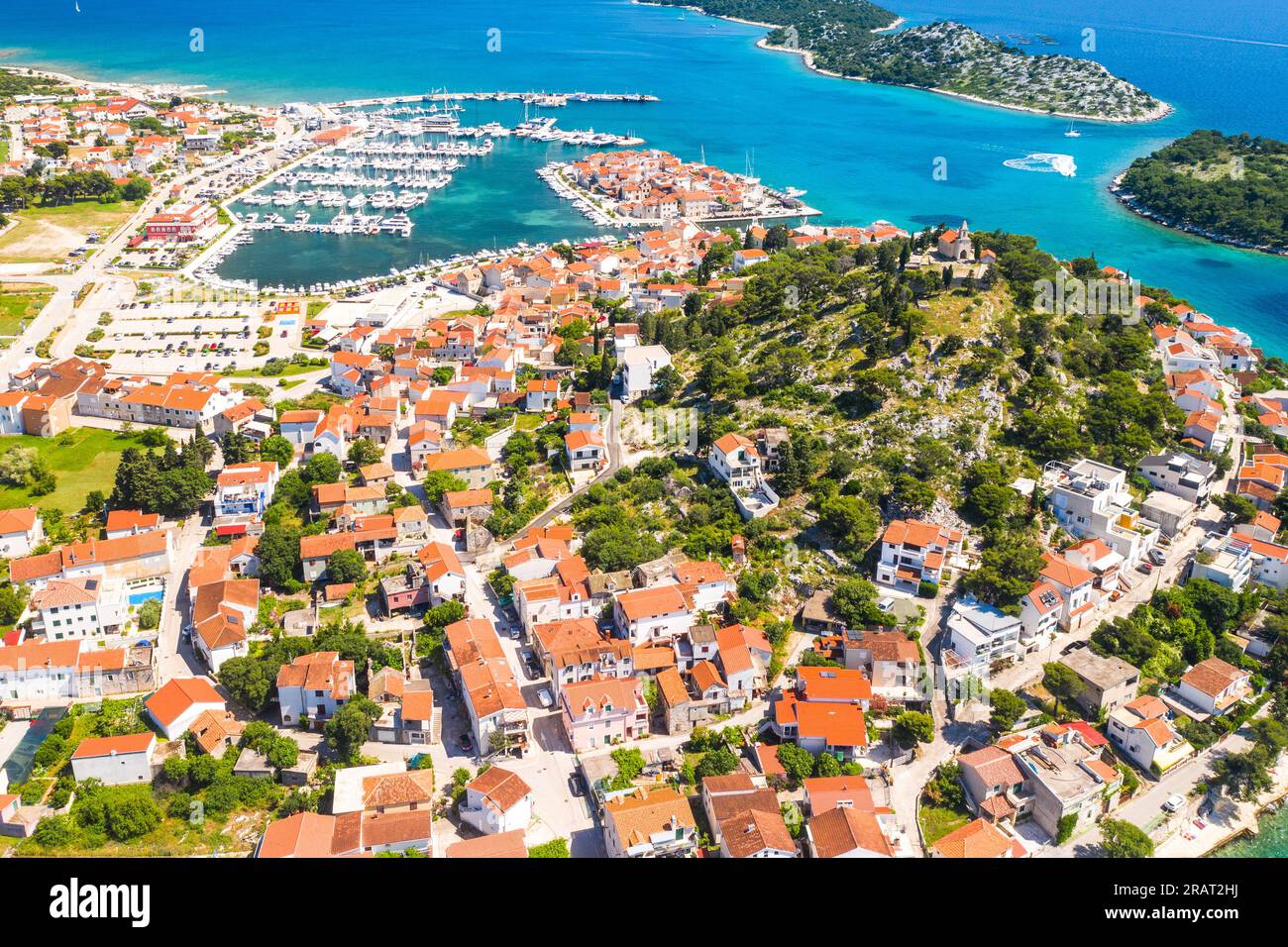 Old town of Tribunj and island archipelago in Dalmatia, Croatia Stock ...