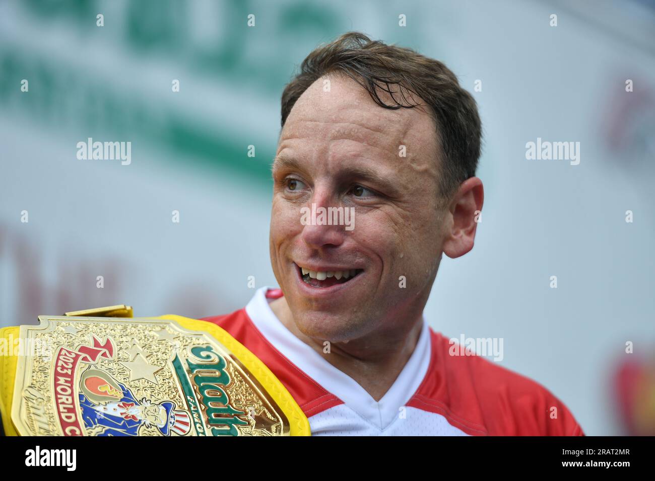 Professional competitive eater Joey Chestnut competes at the Nathan's ...