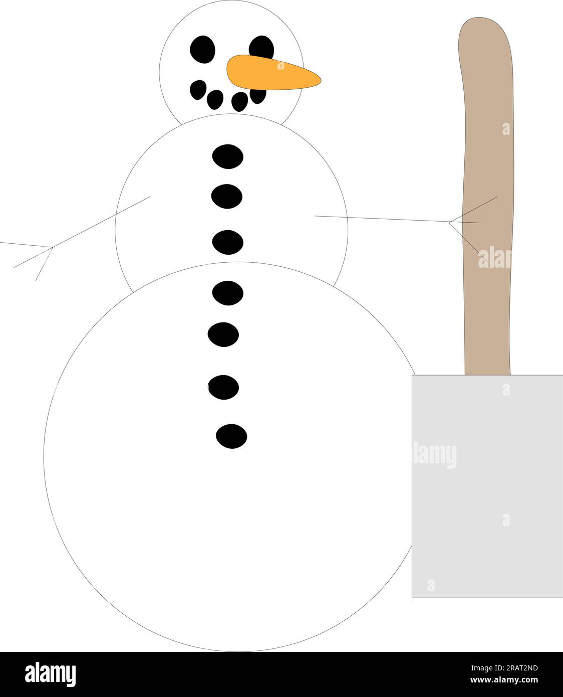 Funny snowman on a white background, children's drawing. Vector ...