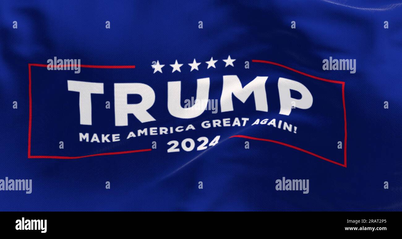 Arlington, US, march 21 2023: Close-up of Donald Trump election ...