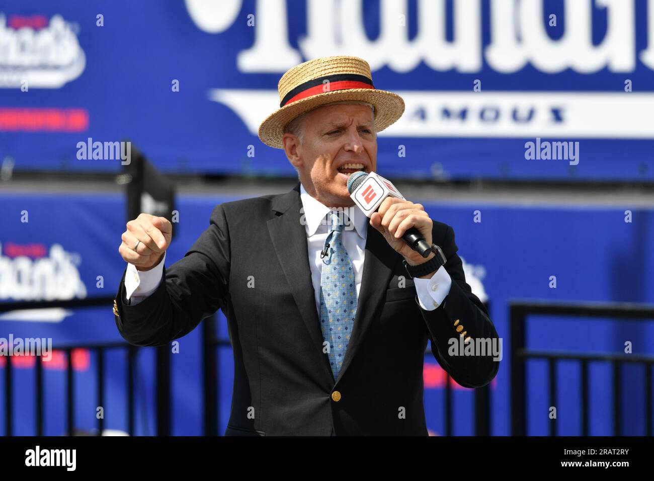George Shea attends the Nathan's Famous International Hot Dog Eating ...