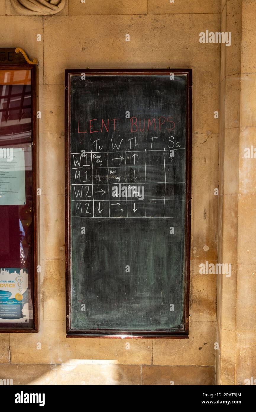 A chalk board in Sidney Sussex College, University of Cambridge, show ...