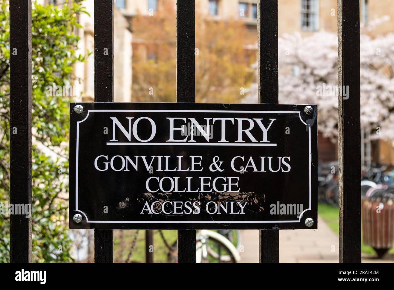 A No Entry sign at Gonville and Caius college, Cambridge, UK Stock ...
