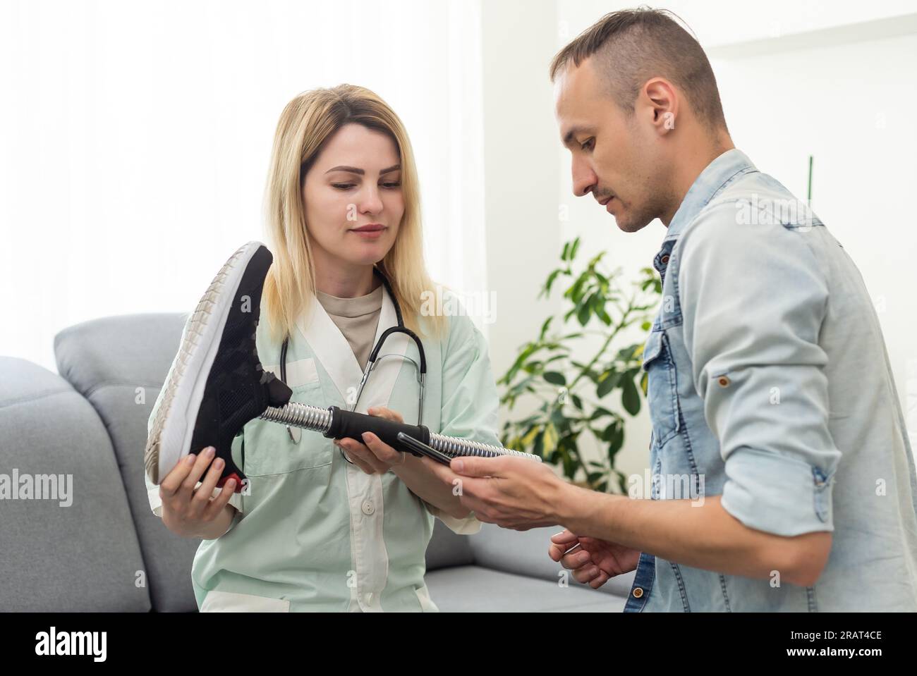 Modern Hospital Physical Therapy: Helps Disabled Patient Wearing ...