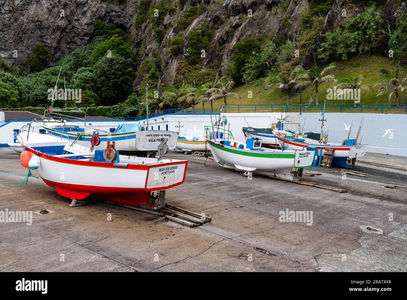 Ponta Delgada, Portugal - July 5th, 2022: The cozy port of Caloura in ...