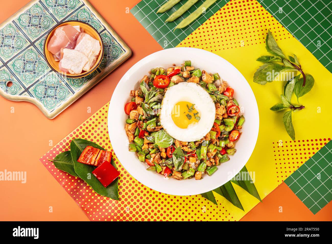 Pad Gaprao (Pad Kra Pao) Holy Basil Chicken Stir Fry. Phat kaphrao ...