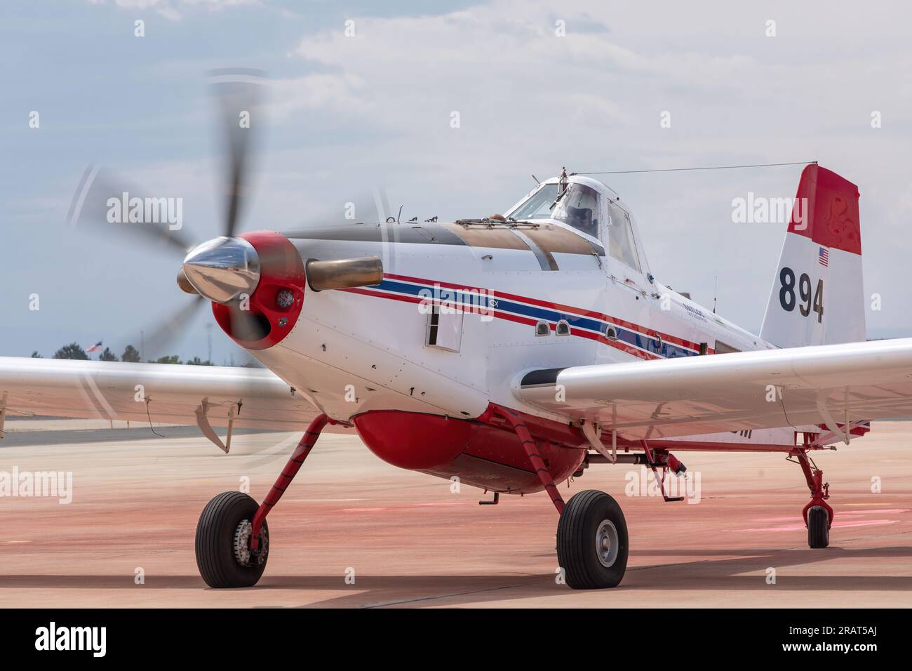 A single engine air tanker taxis toward the runway at the Boise Tanker ...
