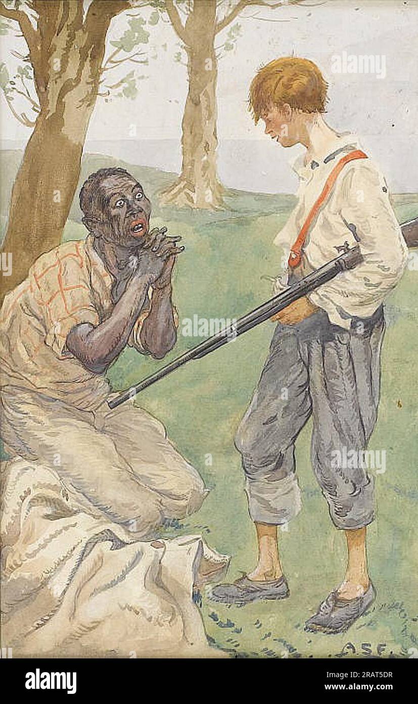 Illustration from Huckleberry Finn by Alan Stephens Foster Stock Photo ...