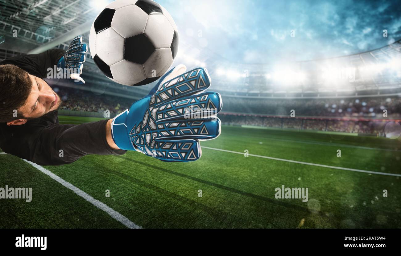Goalkeeper diving penalty kick hi-res stock photography and images - Alamy
