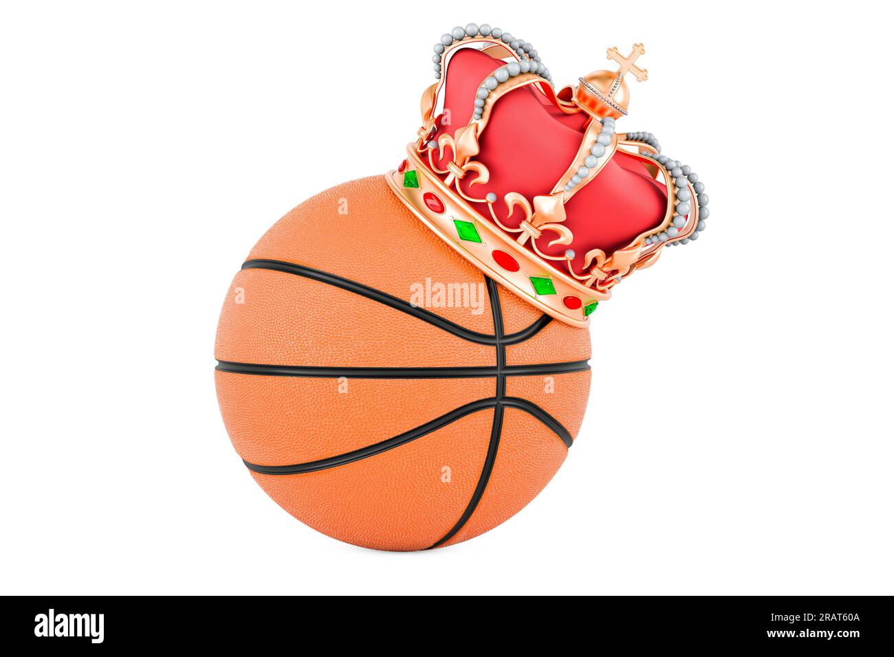 Basketball ball with golden crown, 3D rendering isolated on white ...