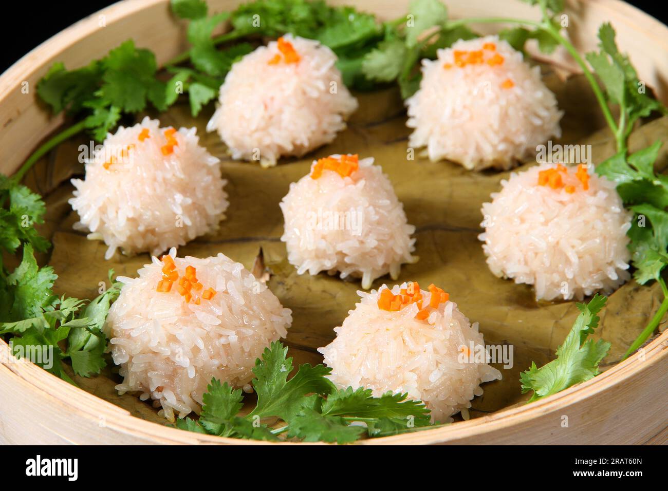 The traditional snack made by sticky rice and pork named "pearl meat ...