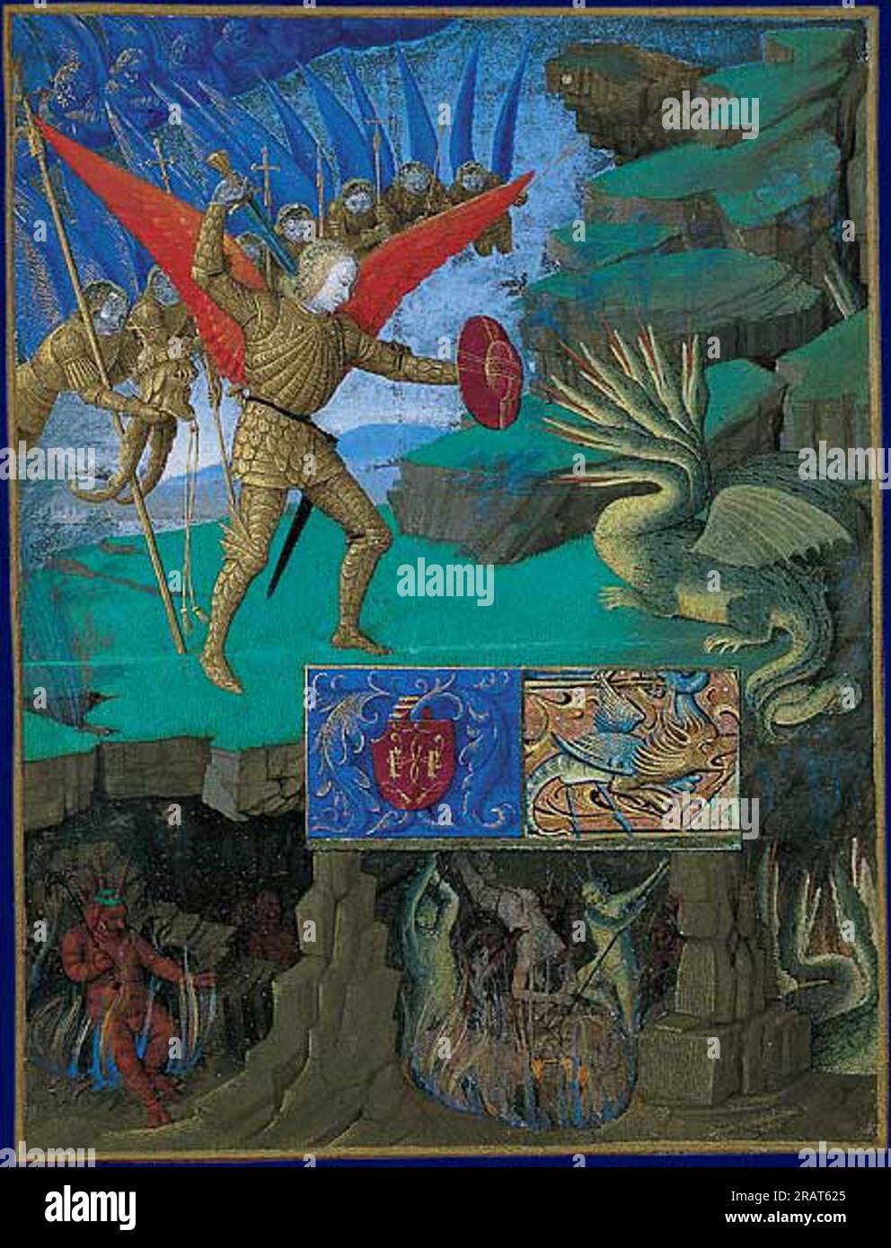 St. Michael slaying the dragon 1460 by Jean Fouquet Stock Photo - Alamy