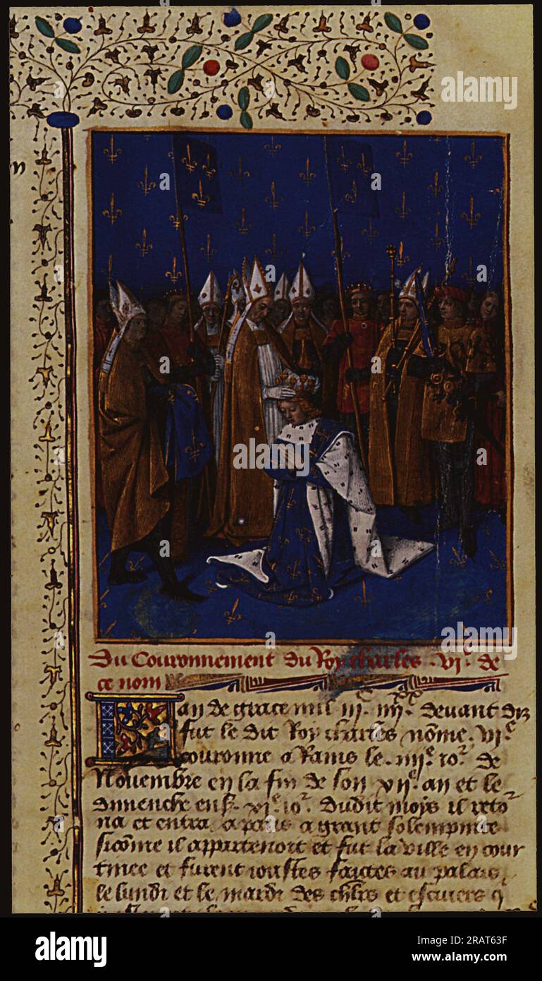 Coronation of Charles VI in 1380 in Reims 1460 by Jean Fouquet Stock ...