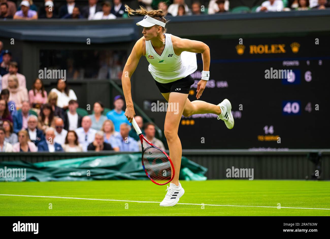 Elena Rybakina of Kazakhstan in action during the first round of the ...