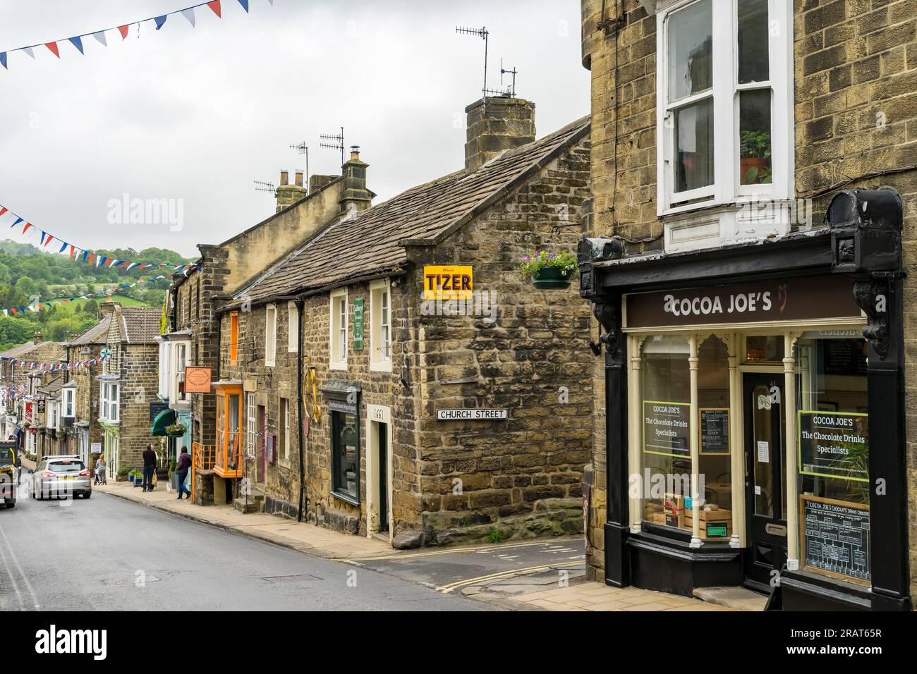 High Street shops, Pateley Bridge, Nidderdale, North Yorkshire, England ...