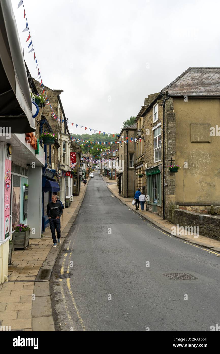 Looking up High Street, Pateley Bridge, Nidderdale, North Yorkshire ...