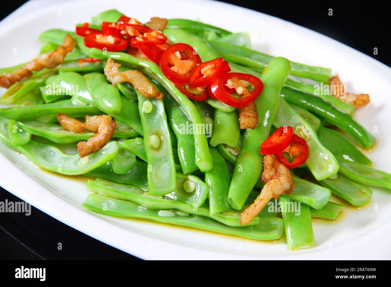 STIR-FRIED GREEN BEANS WITH PORK Stock Photo - Alamy