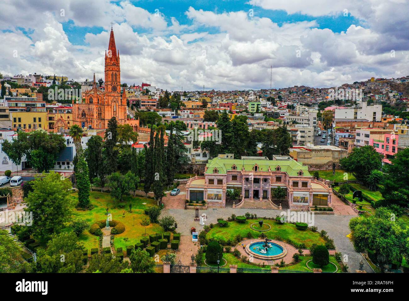 Zacatecas Mexico. Aerial view of the colony zone of the capital city of ...